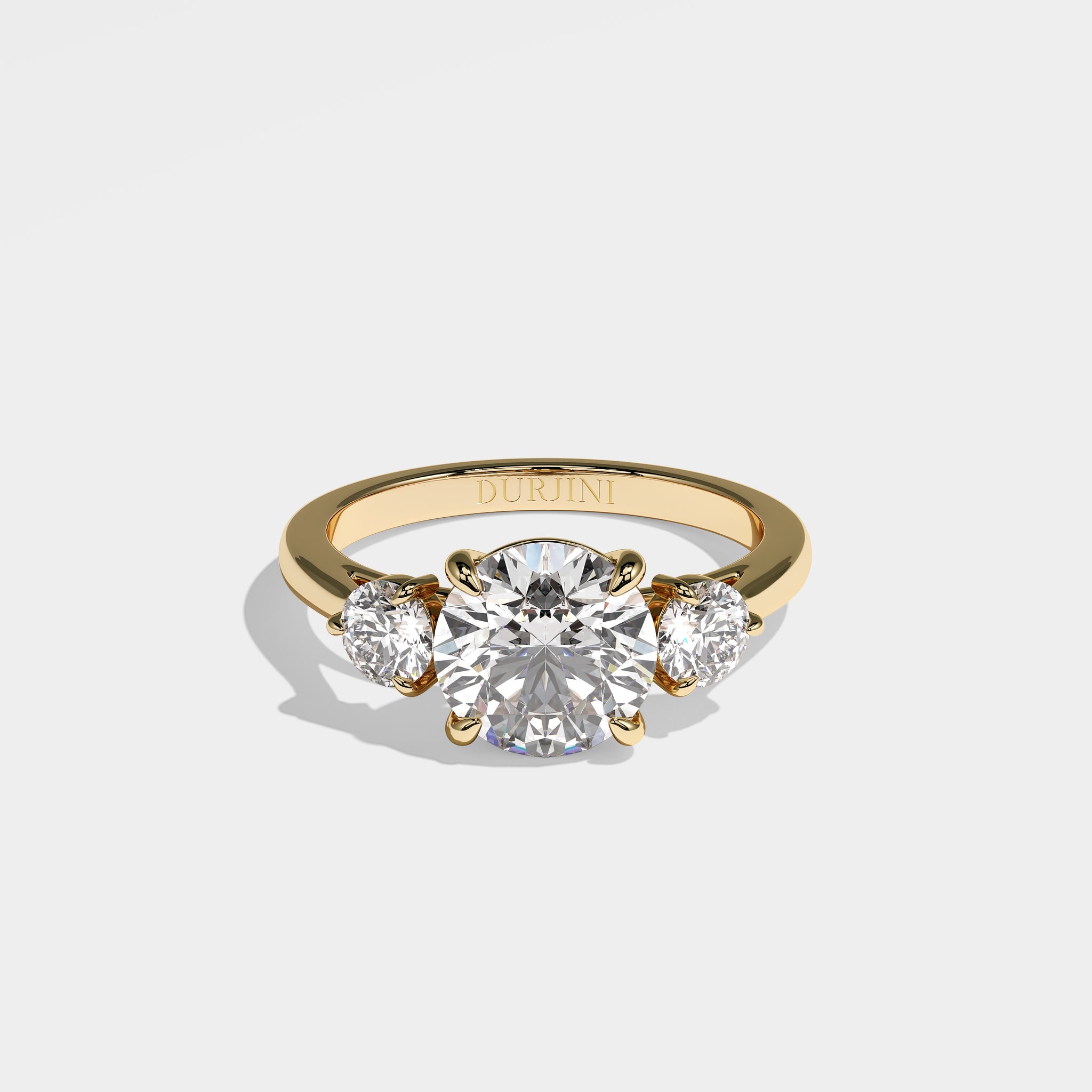 English Diamond Round Brilliant Engagement Ring 18K Yellow Gold 3.30ct